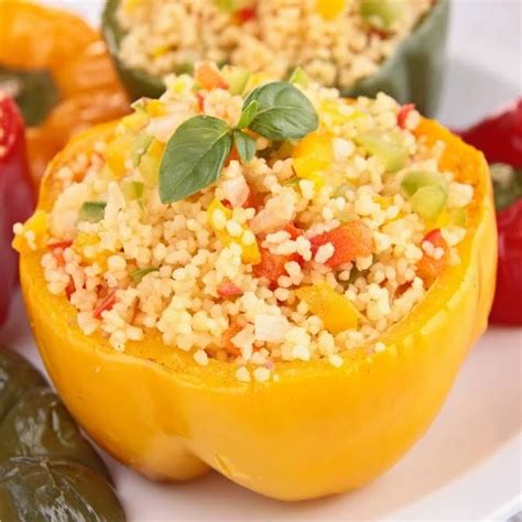 Couscous Stuffed Bell Pepper Vegetarian Recipes Stuffed Peppers