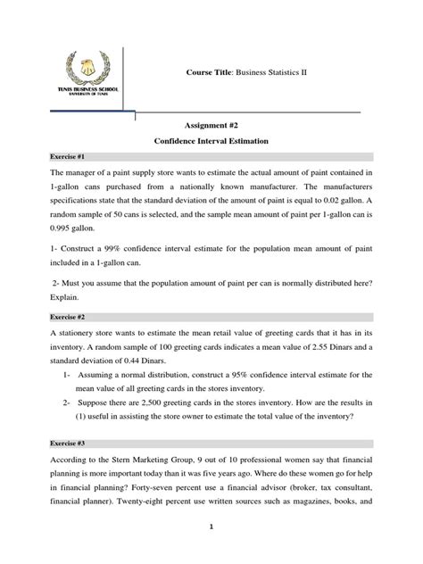 Assignment 2 Confidence Interval Estimation Pdf Standard Deviation Confidence Interval