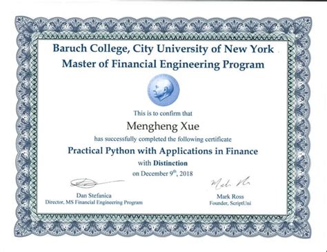 practical python with application in finance certificate pdf