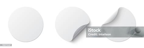 현실적인 설정 흰색 둥근 종이 접착제 스티커 곡선 모서리와 그림자 와 모형 흰색 배경에 흰색 둥근 스티커 주식 벡터 스티커에 대한 스톡 벡터 아트 및 기타 이미지 Istock