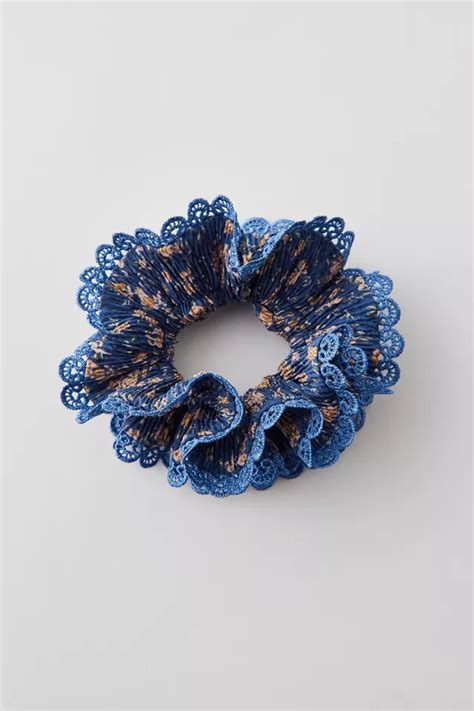 Ruffle Floral Crochet Scrunchie Urban Outfitters