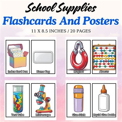 School Supplies Flashcards And Posters