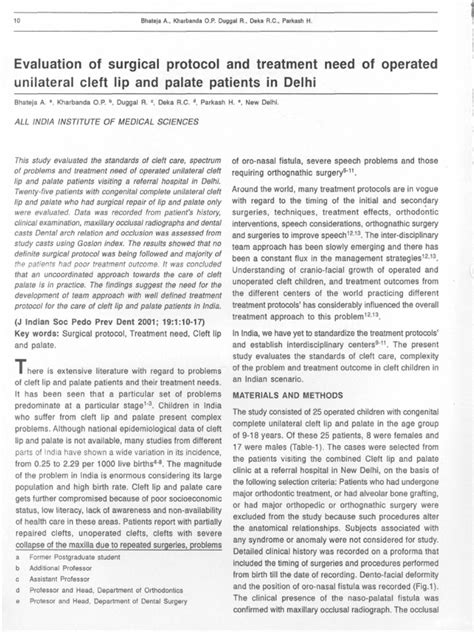 Evaluation Of Surgical Protocol And Treatment Need Of Treated Uclp