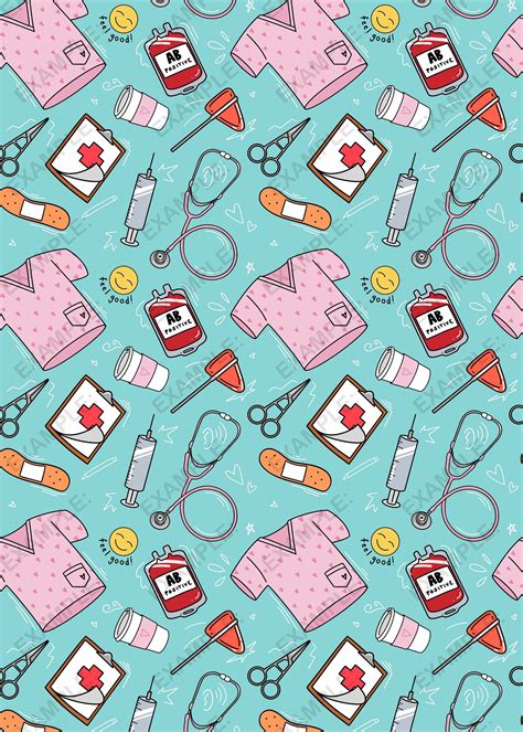 Nurse Seamless Pattern Repeating Nurse Background Nurse Wallpaper Seamless Wallpaper Turquoise