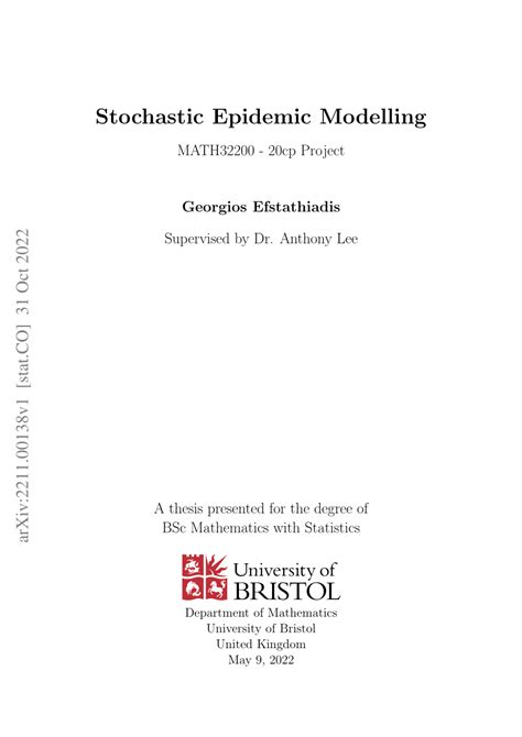 Pdf Stochastic Epidemic Modelling