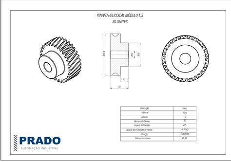 Engrenagem Helicoidal Módulo 15 Z30 Prado Automação Industrial