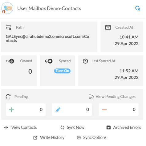 Two Way Sync Contacts Between Exchange Server Mailbox And Office User Mailbox