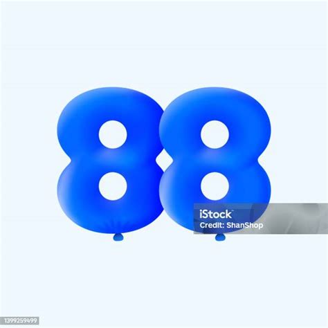 파란색 3d 번호 88 풍선 현실적인 3d 헬륨 파란색 풍선 3차원 형태에 대한 스톡 벡터 아트 및 기타 이미지 3차원 형태