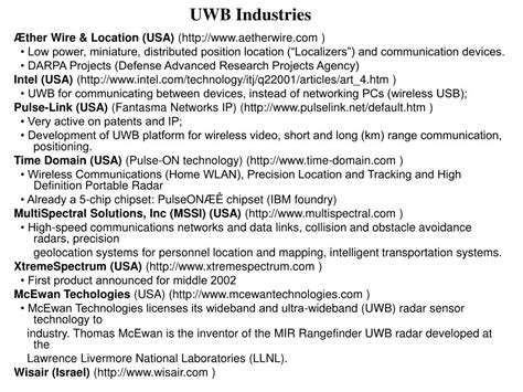 Ppt Ultra Wide Band Uwb Technology And Applications Powerpoint Presentation Id3388558