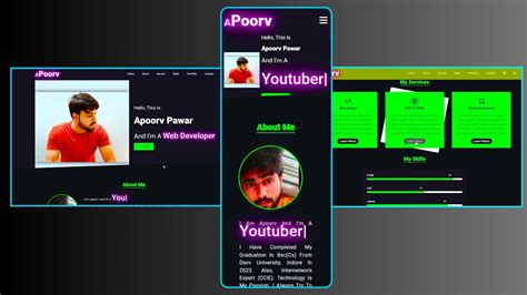 responsive portfolio landing page website using html css and javascript