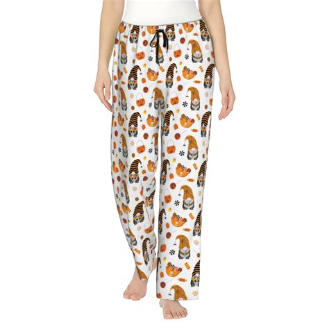 Wukai Halloween Gnomes Women Pajama Pants Comfy Stretch Drawstring Palazzo Wide Leg Lounge Pant