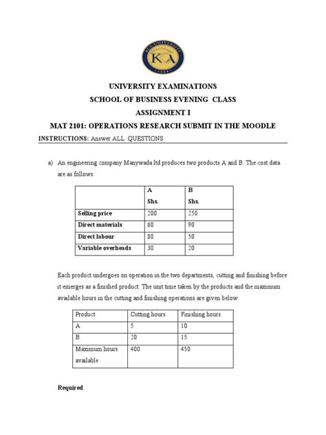 maximizing contributions through linear programming an operations