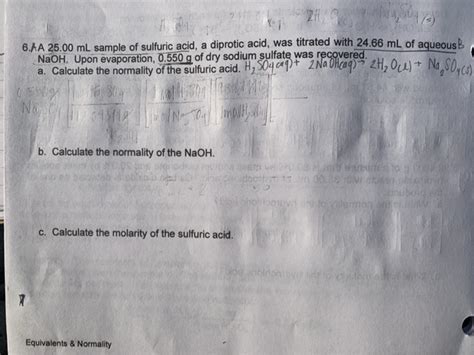 Solved 2H 6.AA 25.00 mL sample of sulfuric acid, a diprotic | Chegg.com