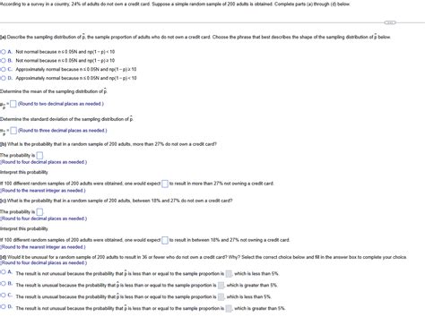 solved a describe the sampling distribution of p the