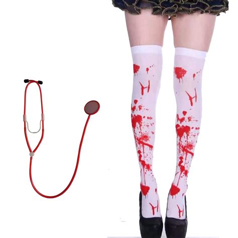 Halloween Socks Bloody Nurse Costume Accessory Hospital