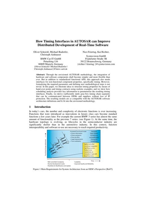 Pdf How Timing Interfaces In Autosar Can Improve Distributed Development Of Real Time Software