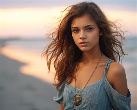 Premium Photo Stunning Beach Model 20yearold Beauty On The Shoreline