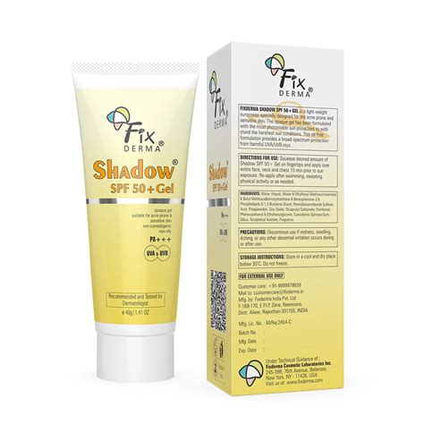 Fix Derma Shadow Sunscreen For Oily Skin Spf 50 Gel 75 Gm Acne Prone