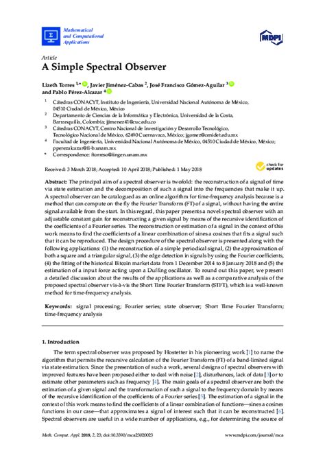 Pdf A Simple Spectral Observer