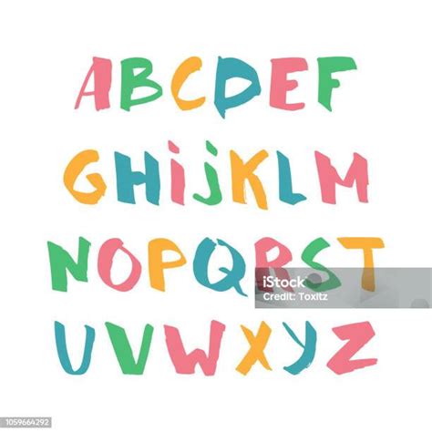 색상 손으로 그려진된 알파벳 라틴 문자를 설정합니다 포스터 배너 또는 인사말 카드 벡터 글자 흰색 배경에 고립 개념에 대한 스톡