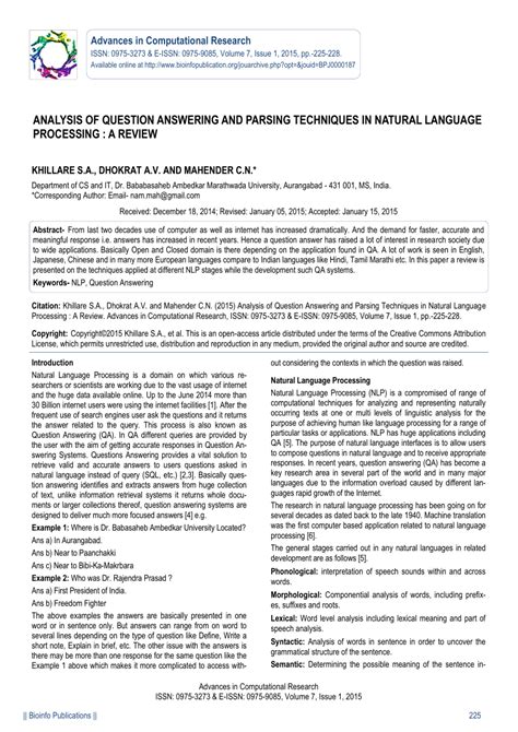 pdf analysis of question answering and parsing techniques in natural