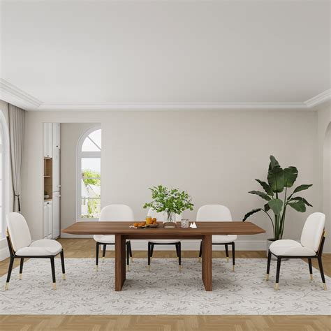 Buy 79 Mid Century Modern Walnut Wood Dining Table Get Free Shipping Now