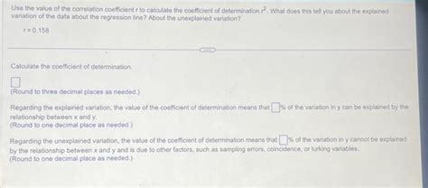 Solved Use The Value Of The Correlation Coefficient R To Chegg