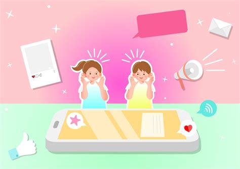 당신의 손으로 큰 소리로 외치는 남녀 프리미엄 벡터