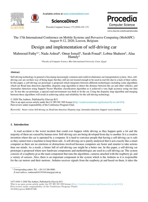 Pdf Design And Implementation Of Self Driving Car