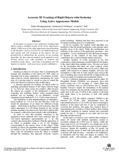 Pdf Accurate 3d Tracking Of Rigid Objects With Occlusion Using Active