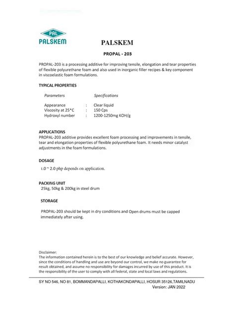 Processing Aid Liquid For Pu Foam For Industrial At ₹ 335kg In Thane