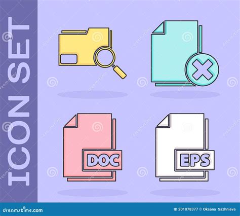 set eps file document search concept with folder doc file document