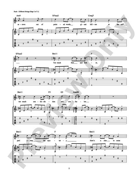 Different Strings Guitar TAB Rush Digital Sheet Music Download