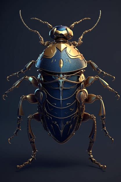 Premium Ai Image A Bug With Gold And Blue Metallic Accents