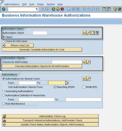 BW Security Sap Security Pages