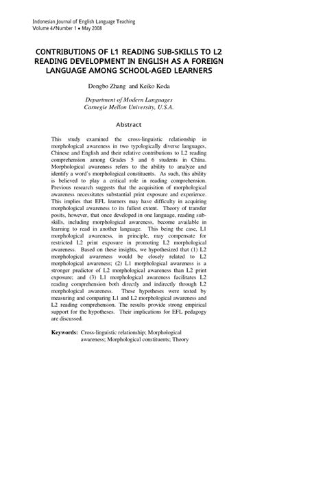 PDF CONTRIBUTIONS OF L1 READING SUB SKILLS TO L2 READING DEVELOPMENT
