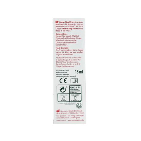 Humer stop virus spray nasal 15 ml – Rhume, grippe, rhinite