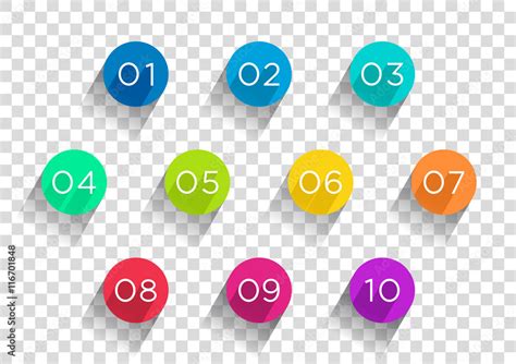 Number Bullet Points Flat Circles Transparent To Stock Vector Adobe Stock