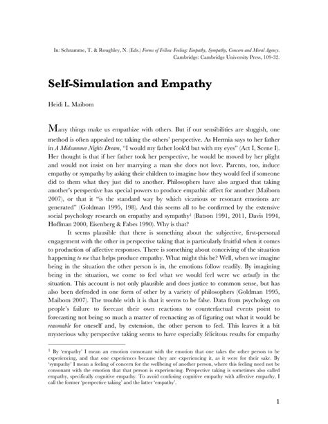Pdf Self Simulation And Empathy
