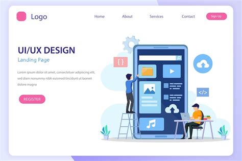 premium vector ui ux design concept creating an application design
