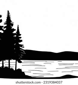 Black White Clip Art Lake Big Ai Generated Image 2319384037 Shutterstock