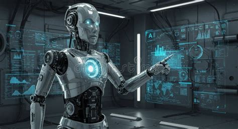 Ai Robot Analyzing Data Streams In Futuristic Lab Advanced Ai Robot
