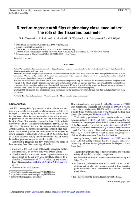 Pdf Direct Retrograde Orbit Flips At Planetary Close Encounters The
