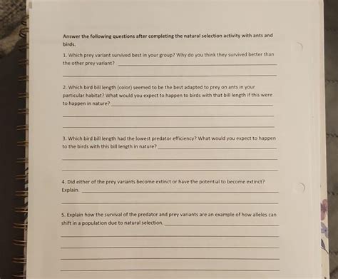 best natural selection questions and answers