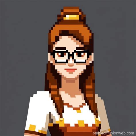 Curvy Woman With Reddish Brown Bun And Glasses In Minecraft Stable