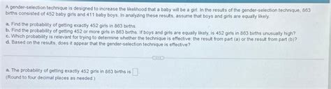 Solved A Gender Selection Technique Is Designed To Increase