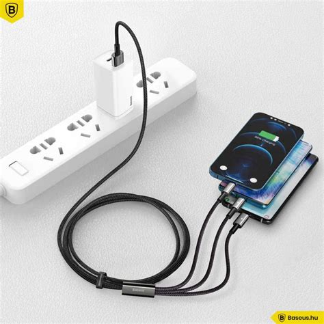 Baseus Tungsten Gold 3in1 Micro Lightning Usb C Adat Töltőkábel 3 5a 1