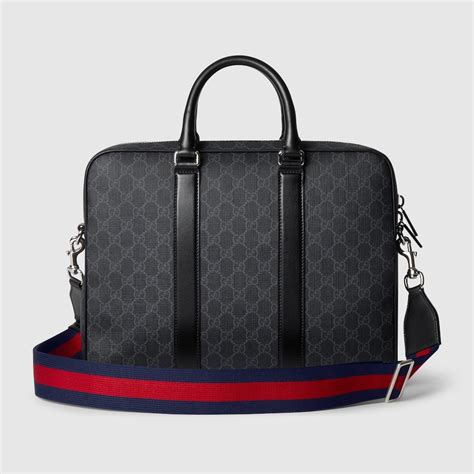 Small Gg Briefcase With Shoulder Strap In Black Gg Supreme Gucci® Ae
