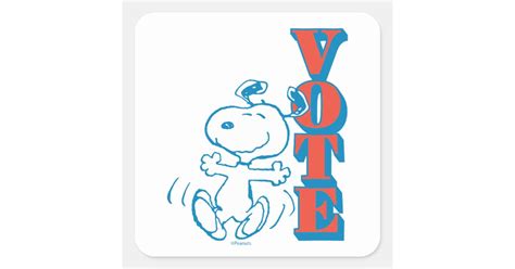 Peanuts Snoopy Vote Square Sticker Zazzle