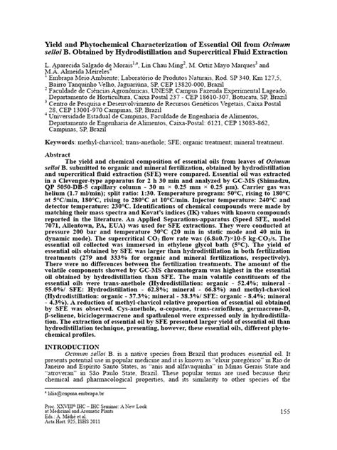 Yieldandphytochemicalcharacterization Pdf Essential Oil